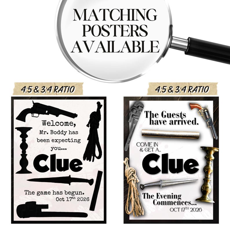 Editable Clue Weapon Invitation Template | Digital Invite | Board Game ...