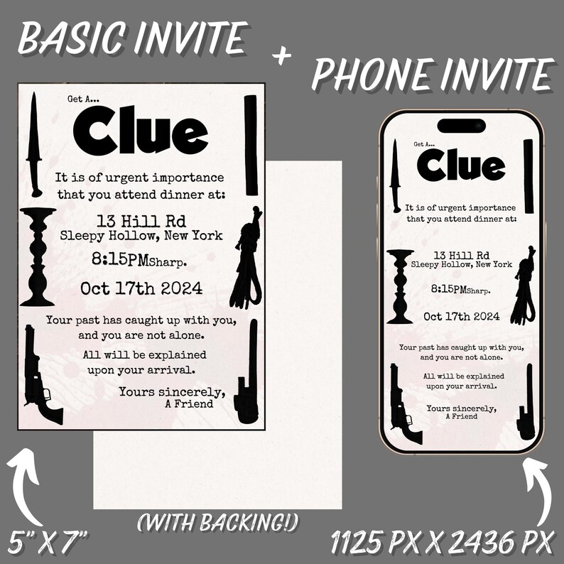 Editable Clue Themed Invitation Template | Digital Invite | Board Game ...