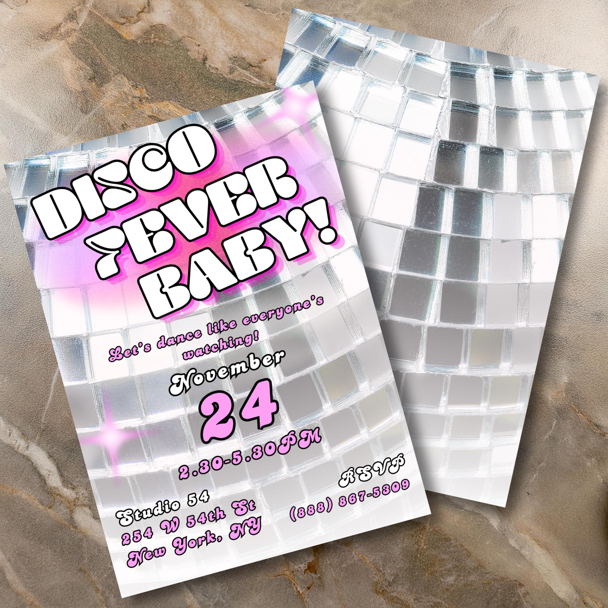 Custom Disco Ball Invitation Template | Studio 54 | 5"x7" (instant ...