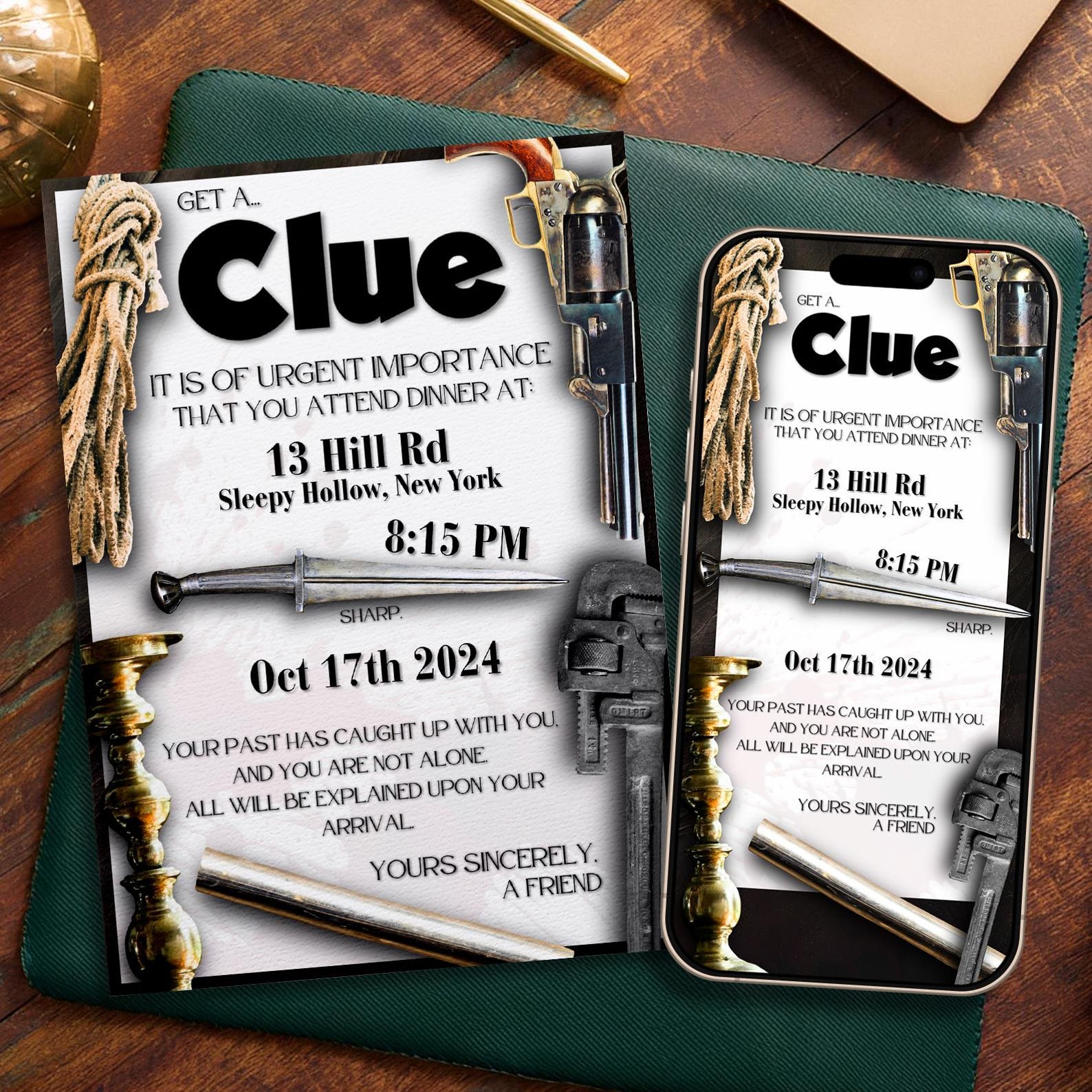 Editable Clue Weapon Invitation Template | Digital Invite | Board Game ...