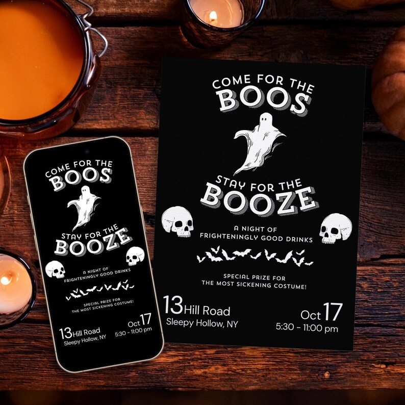 Custom Halloween Invitation Template | Black | 5"x7" & Phone Bundle ...