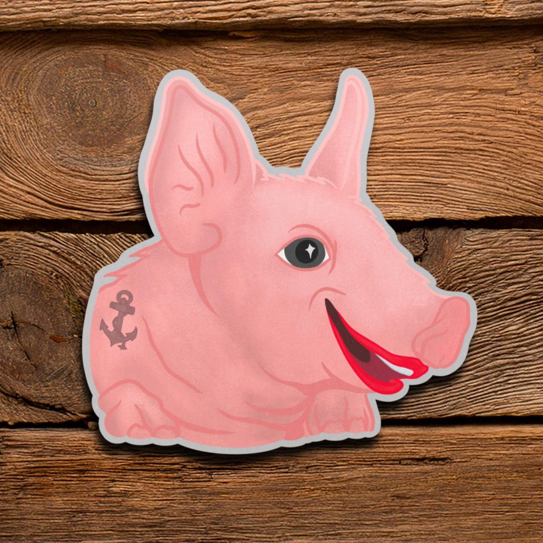Pig Head Sticker | 2.75” X 2.75” | Handmade | Cute Smile & Tattoo - Etsy