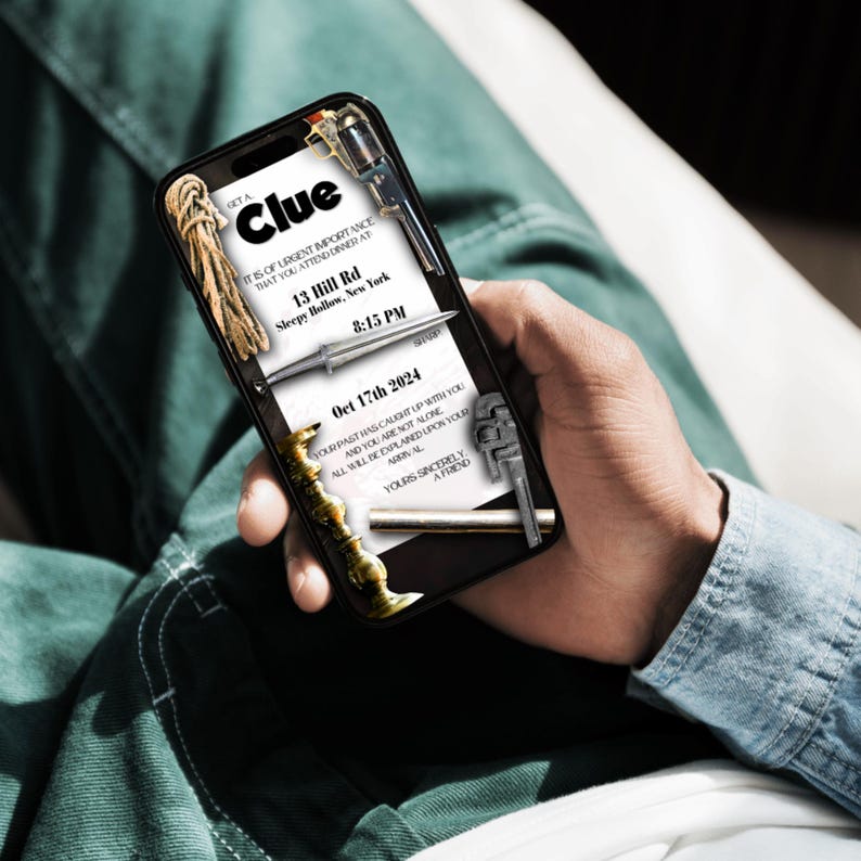 Editable Clue Weapon Invitation Template | Digital Invite | Board Game ...