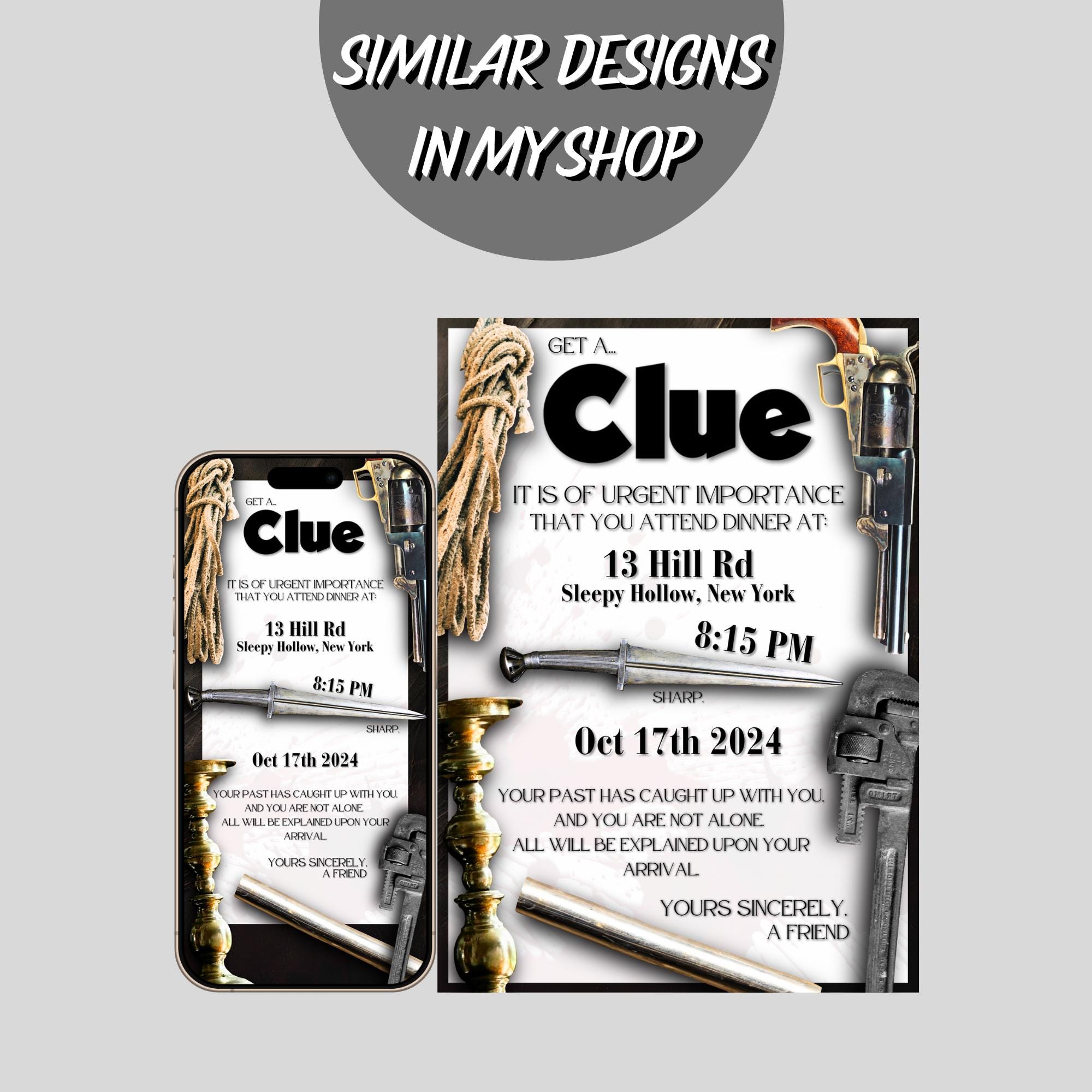 Editable Clue Themed Invitation Template | Digital Invite | Board Game ...