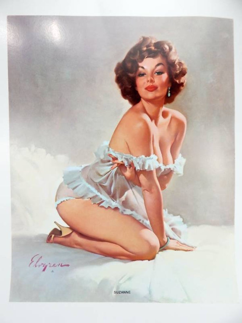 Gil Elvgren Poster, 1993 – Suzanne - Large Poster, Vintage Girl in Nightie and High Heels Pin Up ...