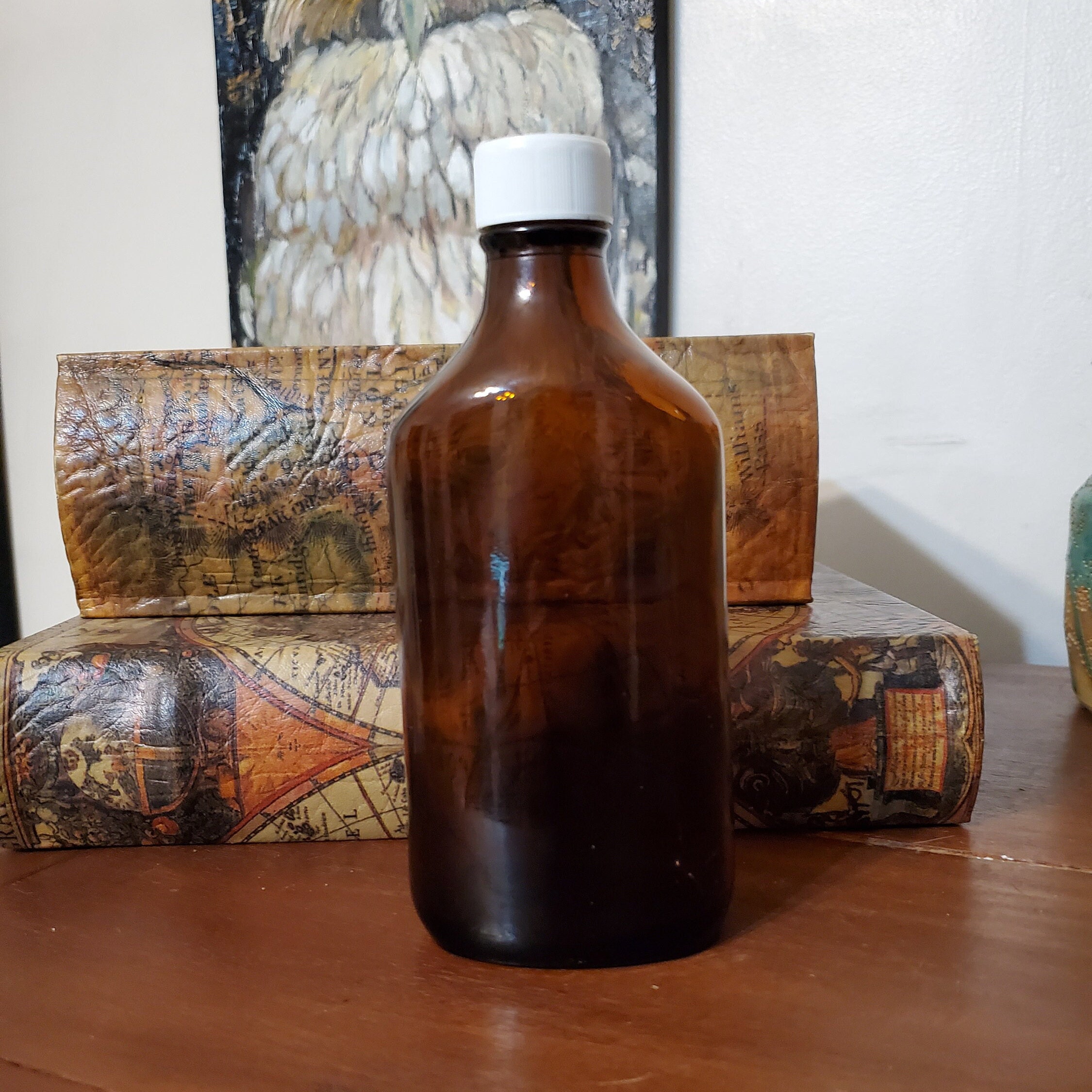 Vintage 8 Ounce Graduated Amber Glass Oval Bottle 3viii Medicine Bottle ...