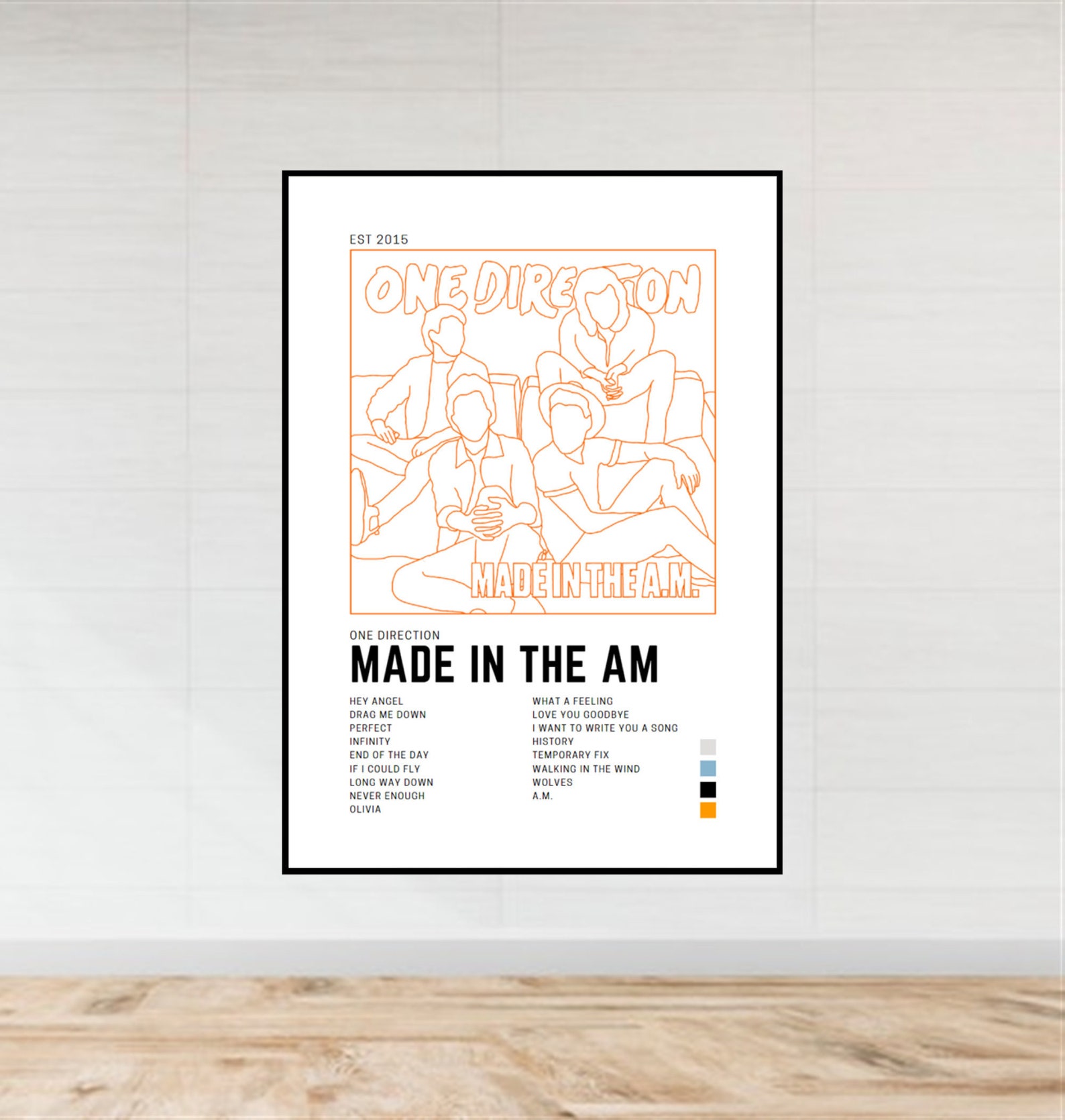 One Direction Wall Art: Made in the AM Album Drawing Tracklist - Etsy