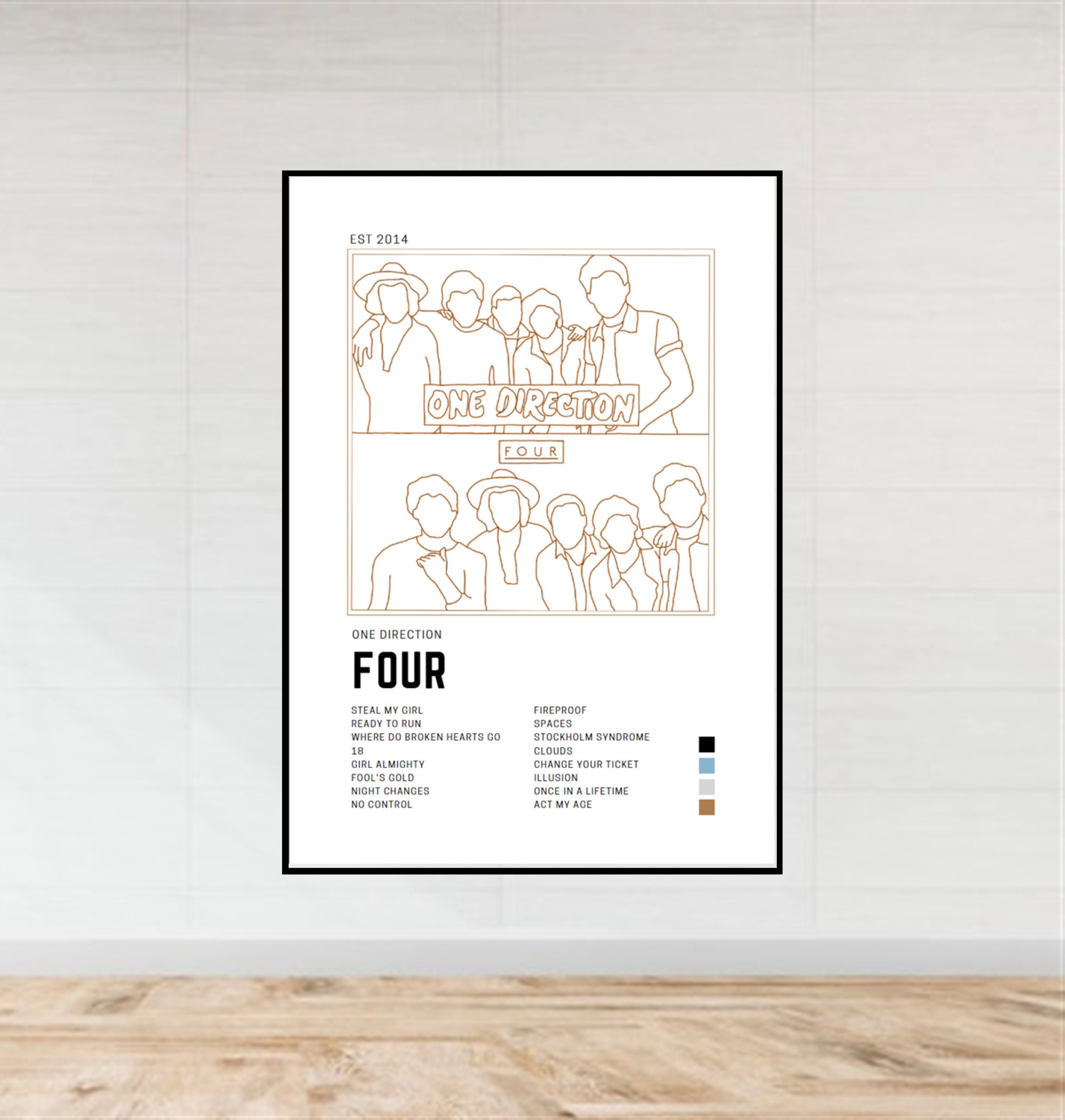 One Direction Wall Art: Album Outline Drawing and Tracklist - Etsy