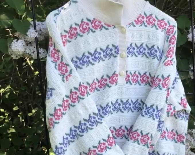 Vintage Felicia Cottagecore Sweater/rose Sweater/cotton Sweater ...