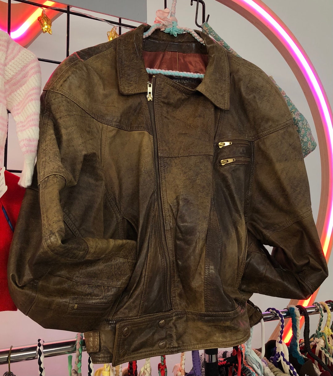 Vintage Eighties Leather Jacket by the Leather Ranch/bomber - Etsy