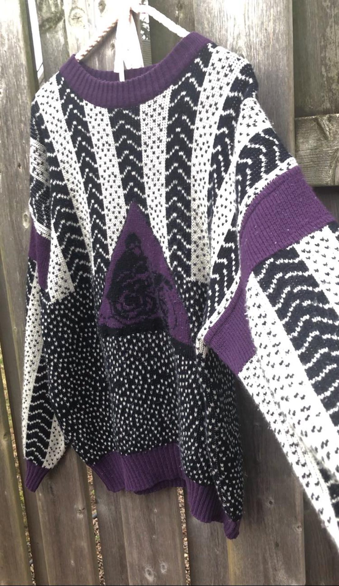 Vintage Eighties Sweater With Motor Cross Motif/80s Fashion/vintage ...