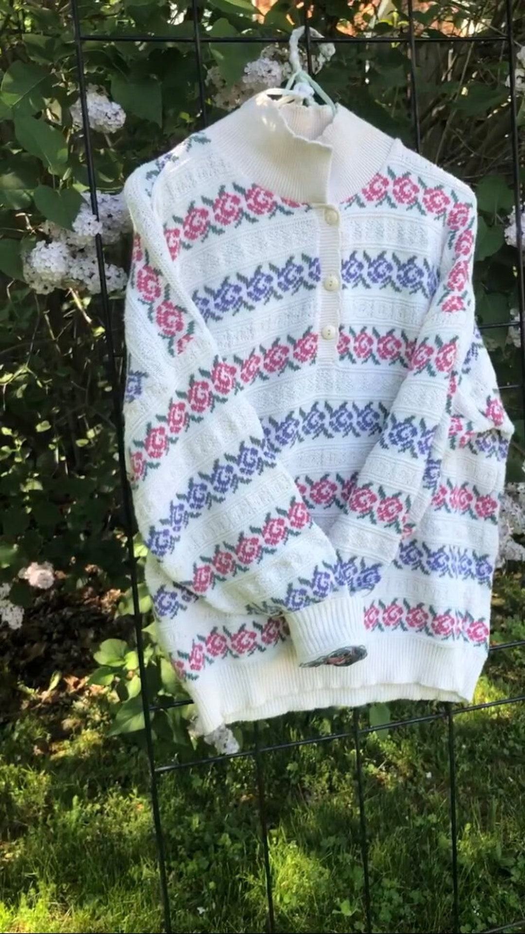Vintage Felicia Cottagecore Sweater/rose Sweater/cotton Sweater ...