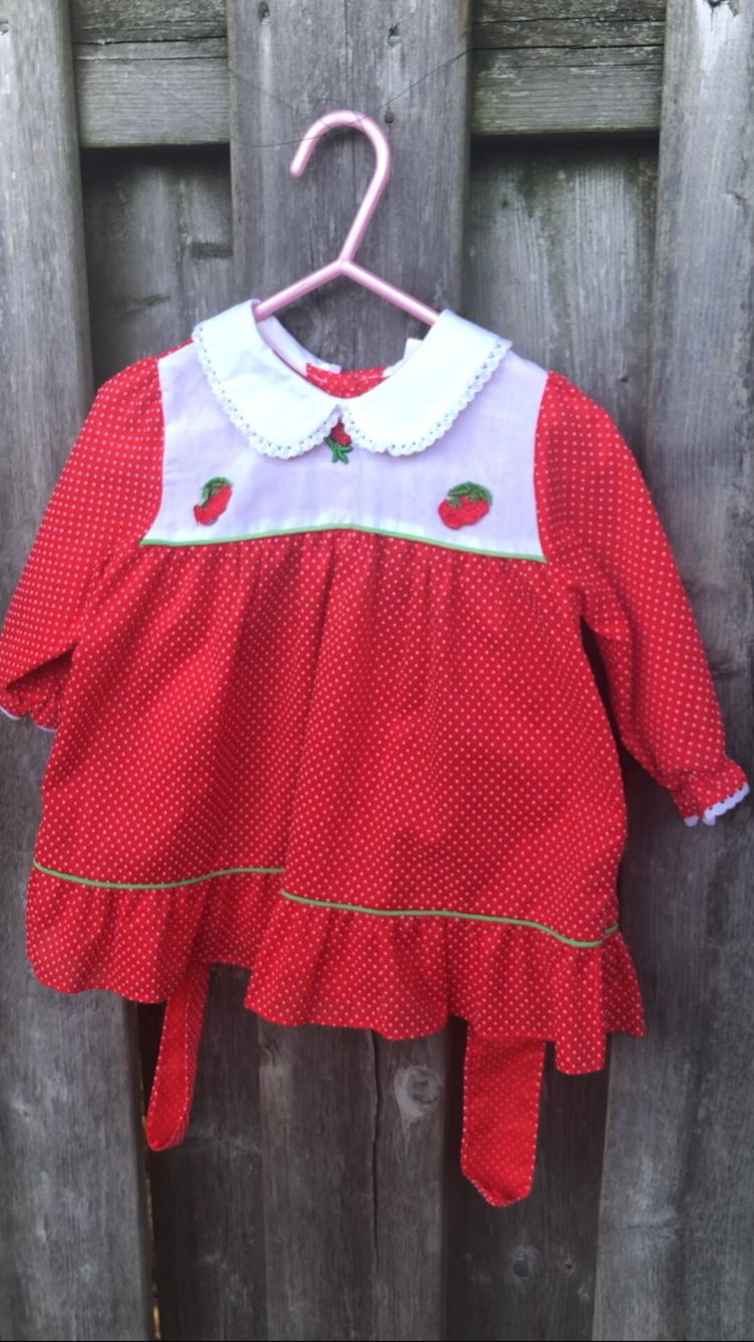 Sweet Vintage Strawberry Polka Dot Dress/vintage Kids Clothes/canadian ...