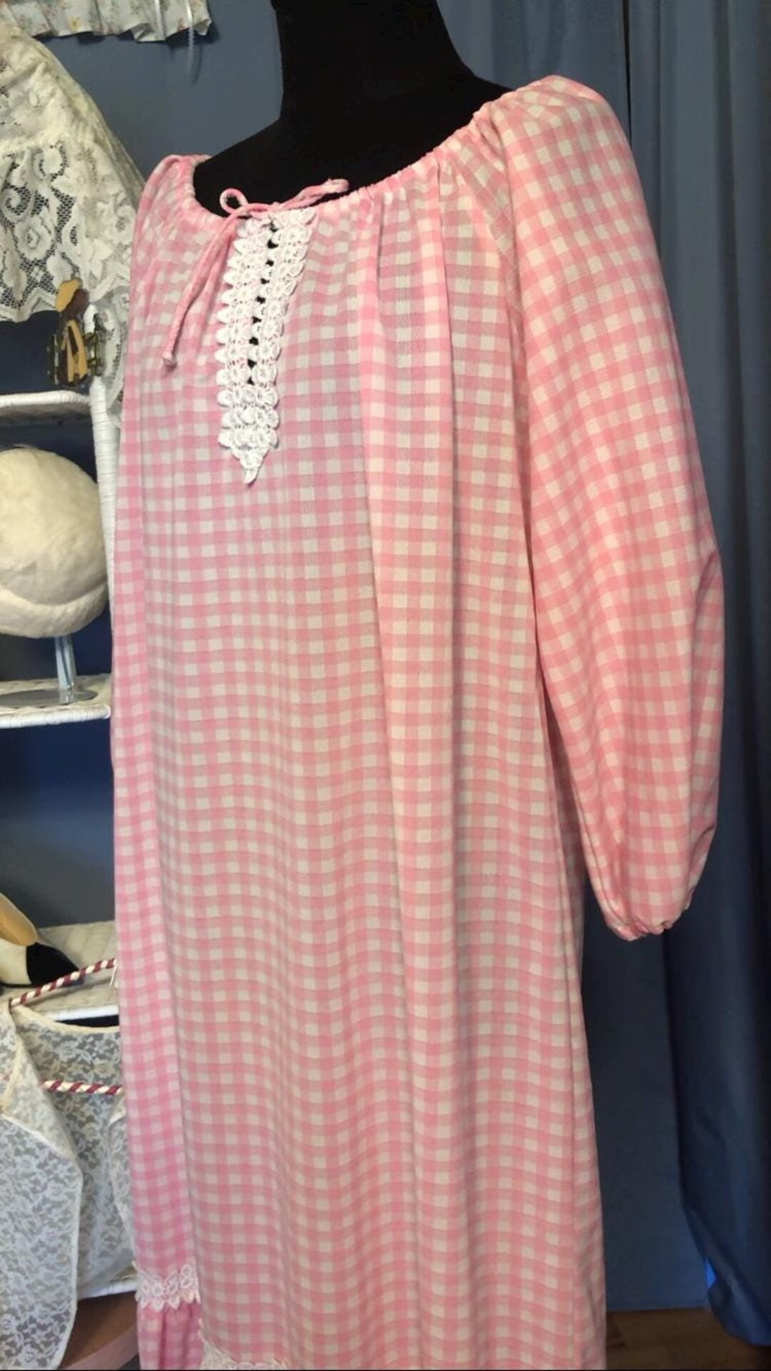 Seventies Gingham Maxi Dress/gingham/pink/maxi Dress/1970s/seventies ...