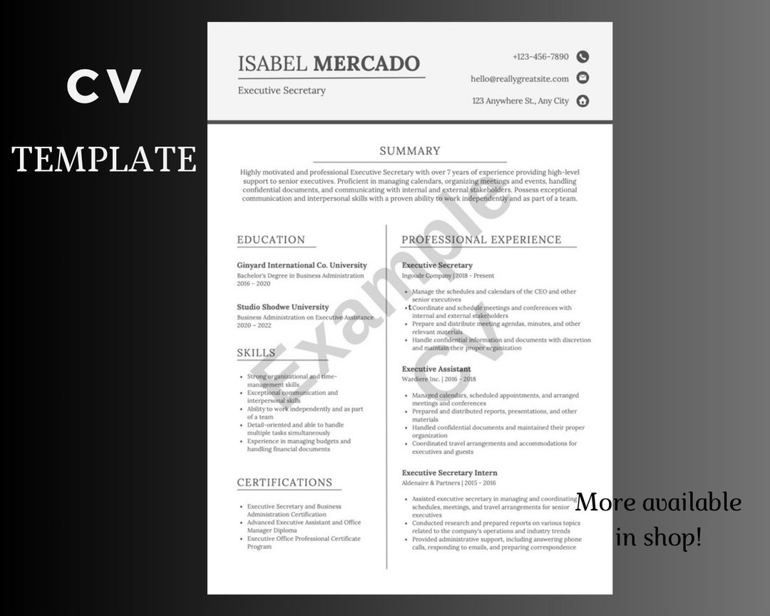 Printable Simple Clean Resume Template Digital - Etsy
