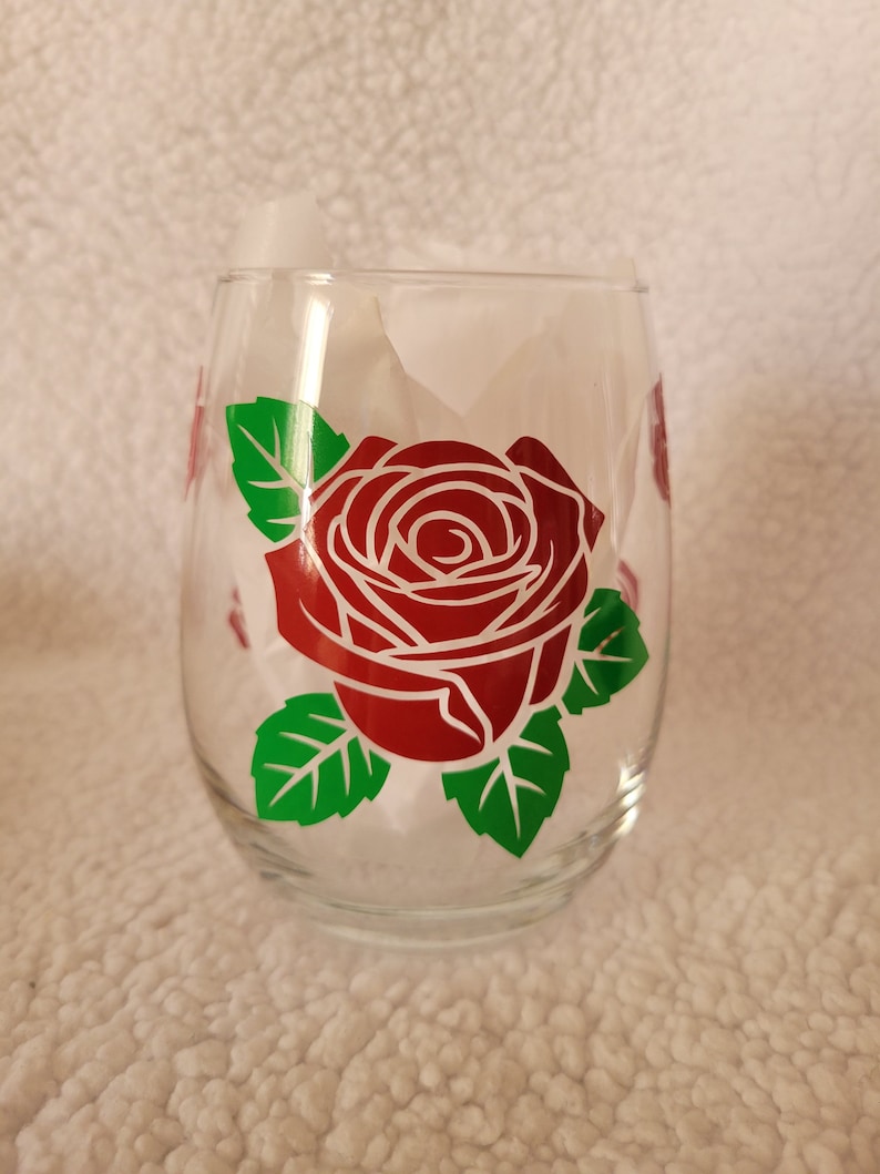 Rose Wine Glass Etsy