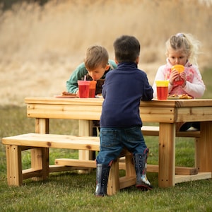 Handmade Kids Harvest Table and Bench | Wooden Montessori Table and ...