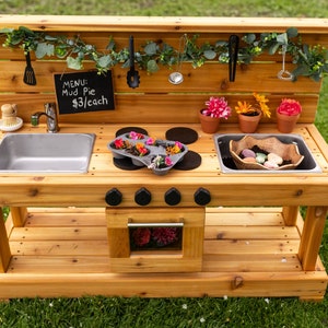 Centered Working Sink Mud Kitchen With Oven Cedar Play Kitchen for ...