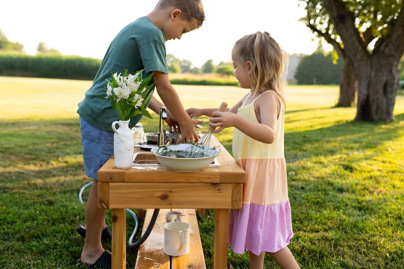Centered Simple Mud Kitchen (clear Sinks) | Outdoor Pretend Kitchen ...