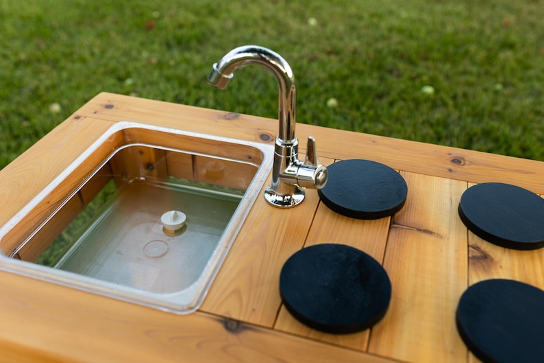 Centered Simple Mud Kitchen (clear Sinks) | Outdoor Pretend Kitchen ...