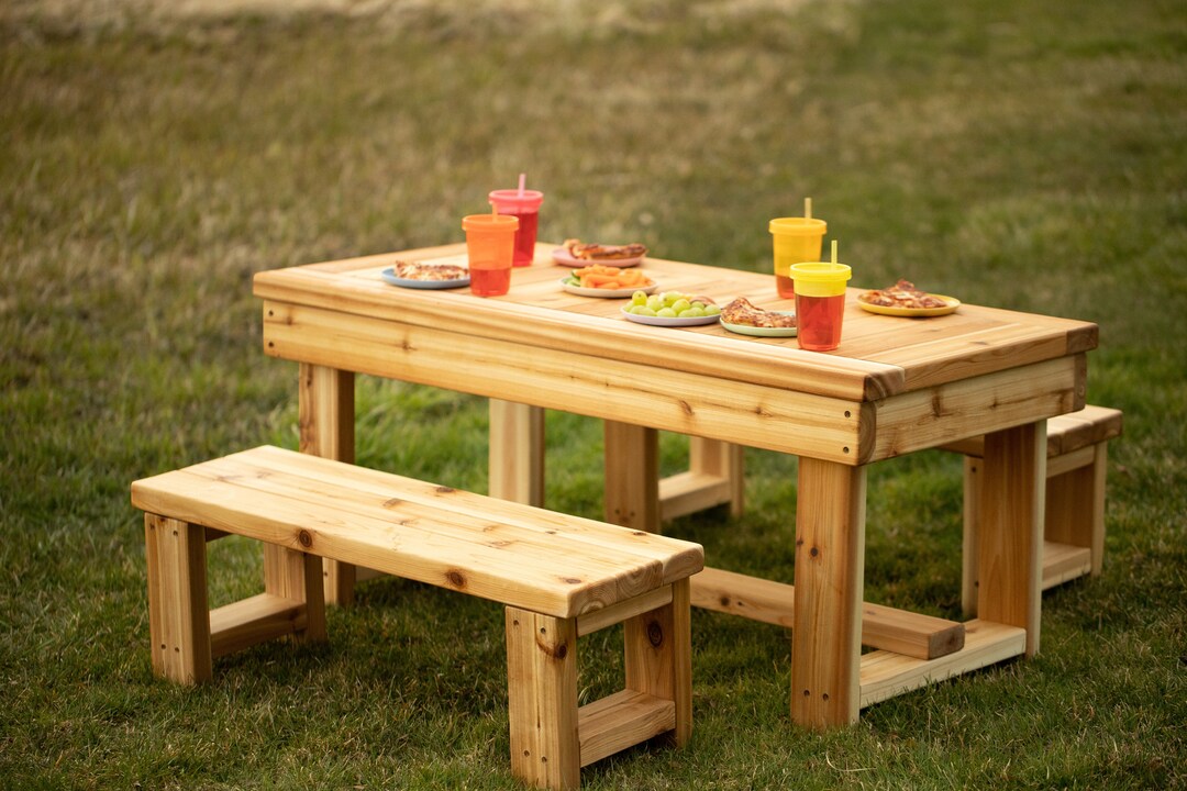 Handmade Kids Harvest Table and Bench | Wooden Montessori Table and ...