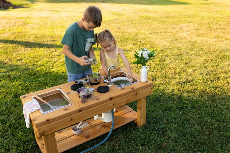 Centered Simple Mud Kitchen (clear Sinks) | Outdoor Pretend Kitchen ...