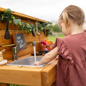 Centered Working Sink Mud Kitchen With Oven | Cedar Play Kitchen for ...