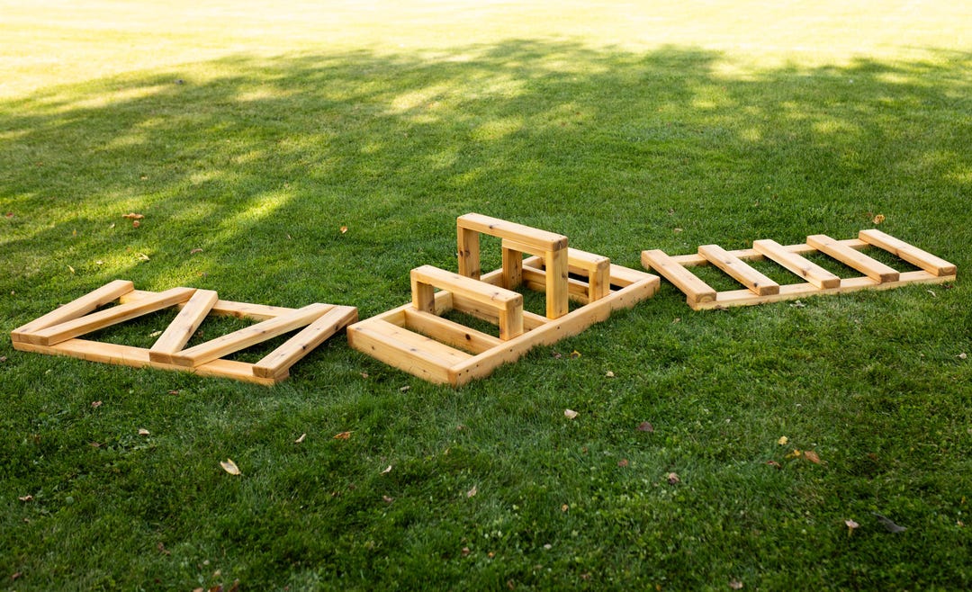 Large Wooden Obstacle Course for Kids Handmade Cedar Play Furniture ...
