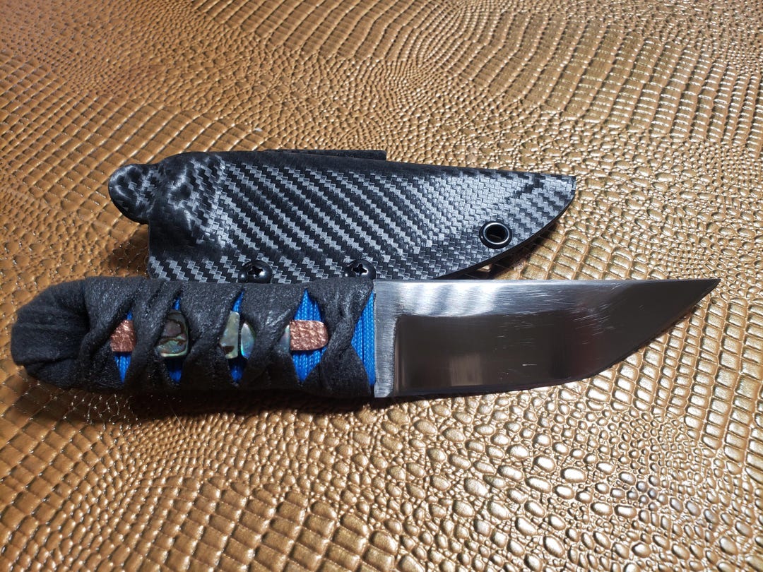 EDC Tanto, American Style Tanto, Abalone and Copper Menuki - Etsy