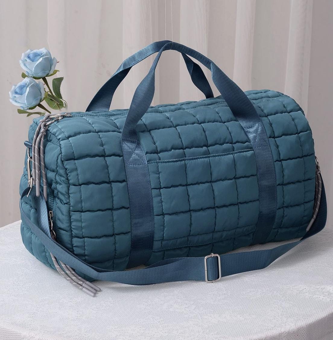 TEAL Quilted Puffer Weekender Bag, Travel Duffel Tote DIY for Vinyl ...