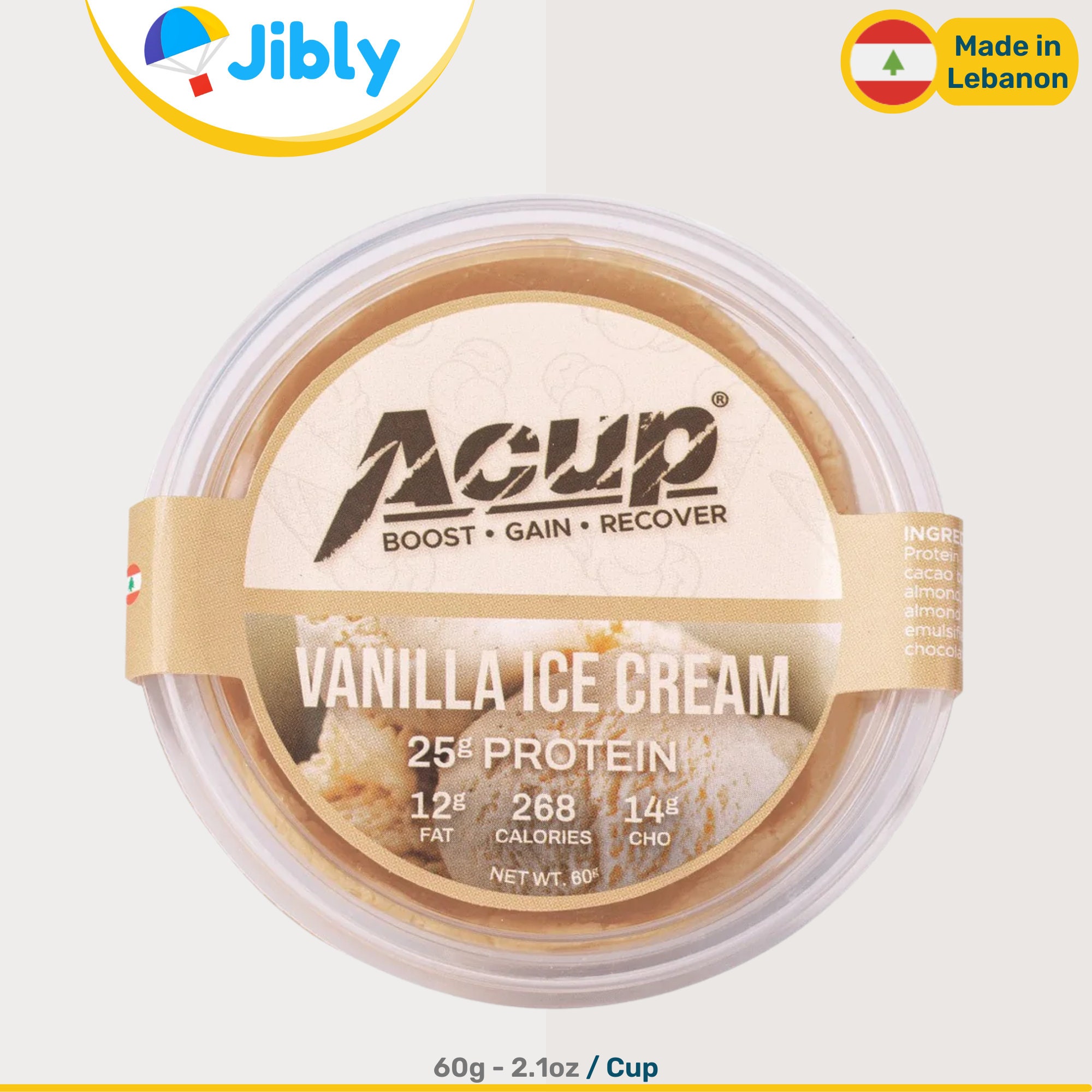 Lebanese Acup Vanilla Ice Cream Protein Snack | 60g Cups | Worldwide ...