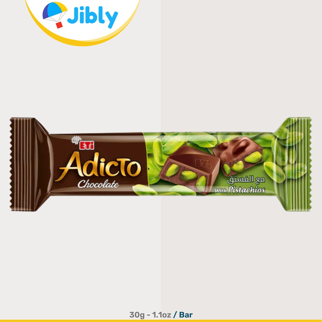 Eti Adicto Chocolate Pistachio | Tasty Snack | 30g Bars| Worldwide ...
