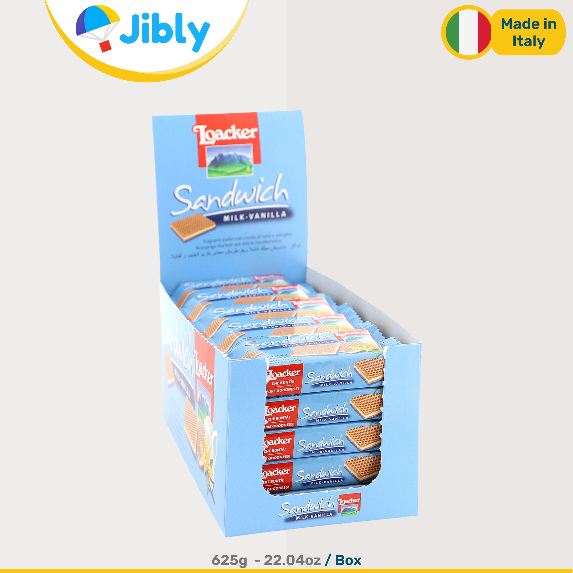 Italian Loacker Sandwich Wafer Box | Box of 25 Packs | 25g Packs ...