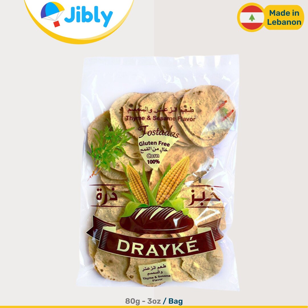 Lebanese Drayké Corn Bread Thyme and Sesame Flavor 80g Bags Wholesale ...