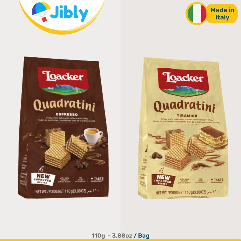 Italian Loacker Sandwich Mini Wafer Bags Delicious Treat Tiramisu and ...