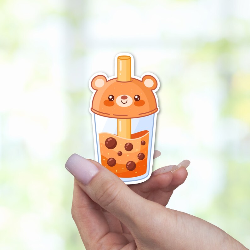 Kawaii Bear Bubble Tea Sticker, Bubble Tea Lover, Gift for Bear Lover, Kawaii Bear, Cute Bear ...