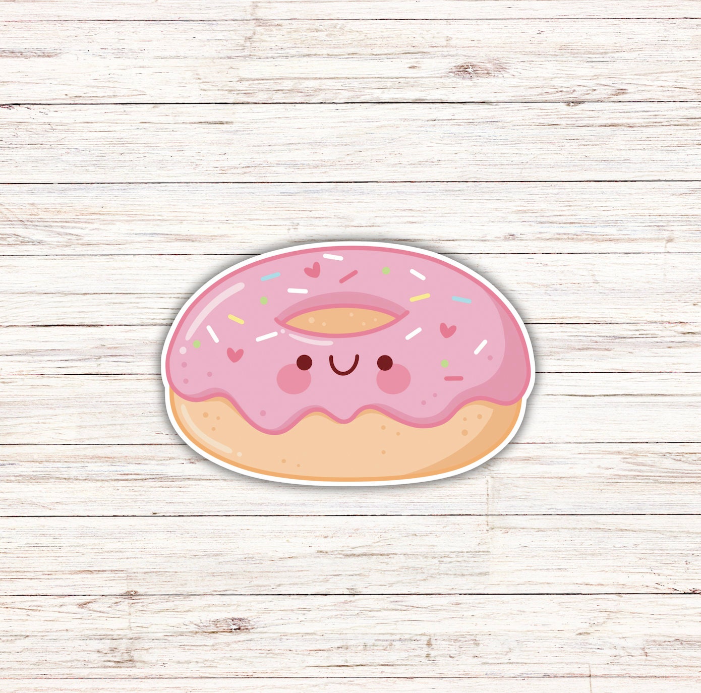 Pink Donut Sticker, Kawaii Desserts Sticker, Kawaii, Waterproof Vinyl ...