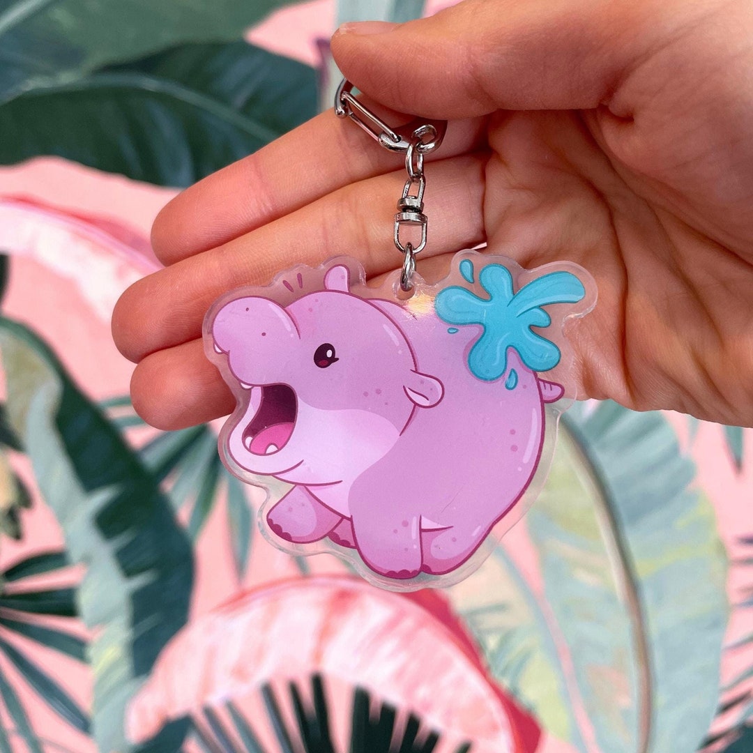 Moo Deng Baby Hippo Keychain, Funny Baby Hippo Gift, Pygmy Hippo ...
