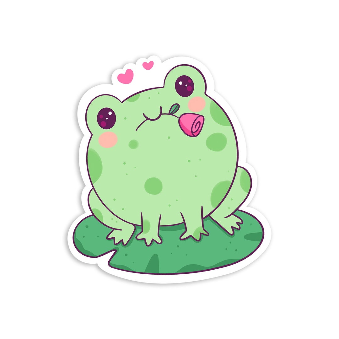 Valentine's Day Frog Sticker, Fun Frog Stickers, Frog Laptop Stickers ...