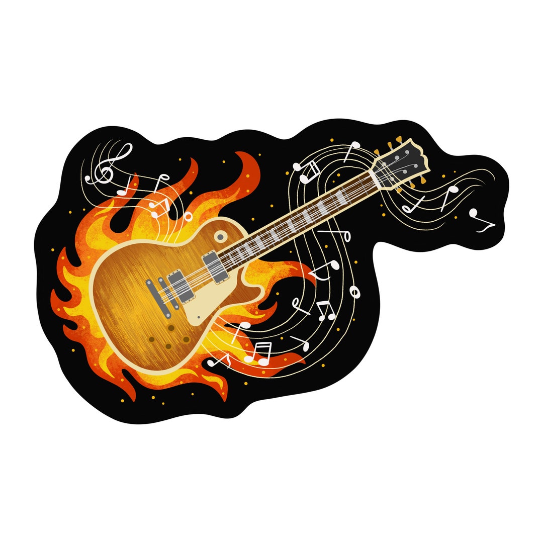 Electric Guitar Vinyl Sticker, Music Sticker, Guitar Sticker, Laptop ...