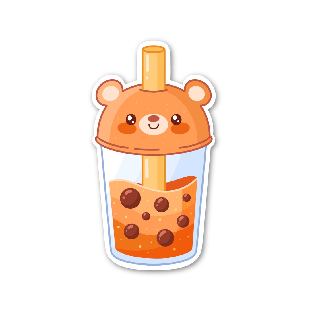 Kawaii Bear Bubble Tea Sticker, Bubble Tea Lover, Gift for Bear Lover, Kawaii Bear, Cute Bear ...