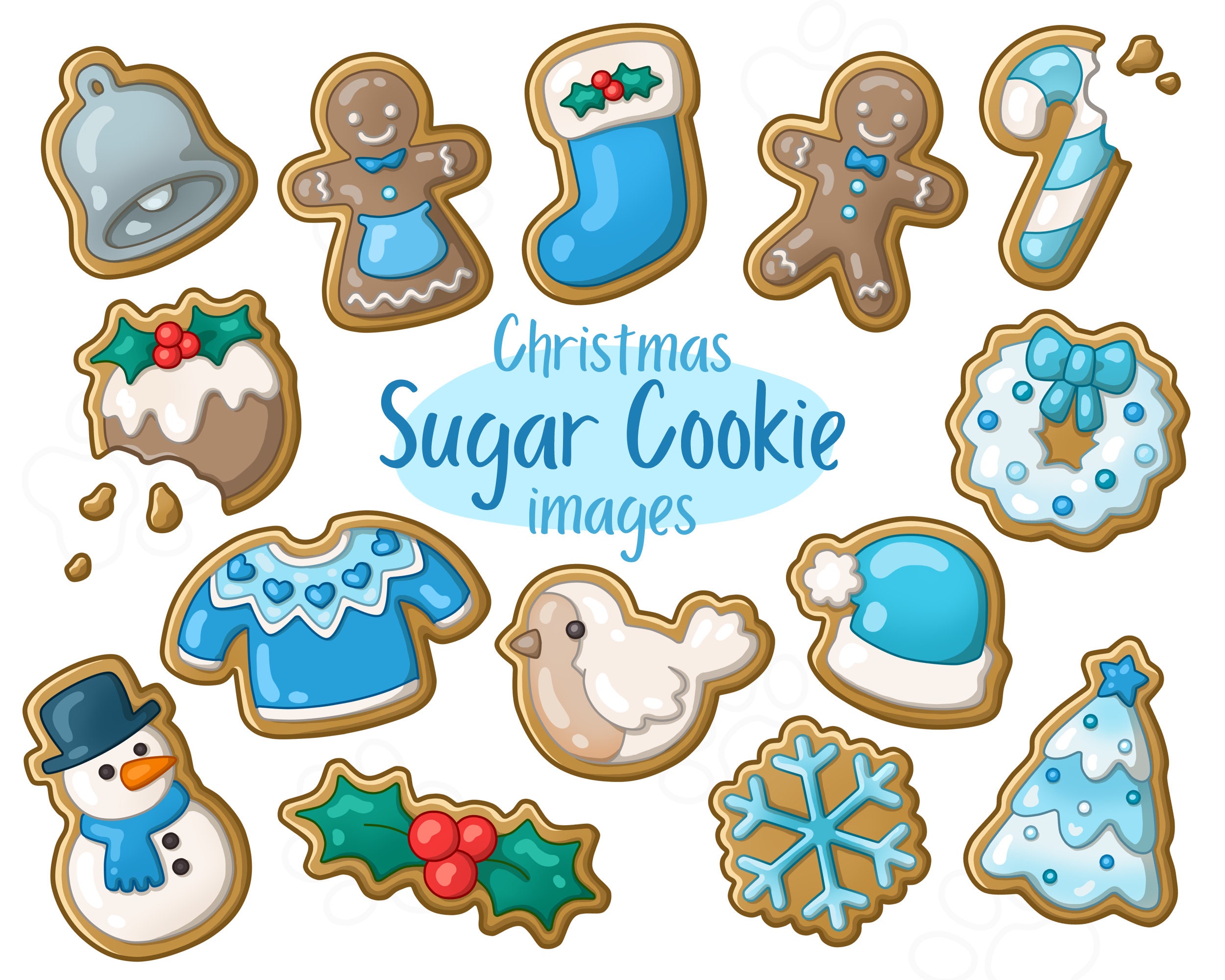 Sugar Cookies - Xmas - Frosty - Clip Art Images - Digital Download - Etsy