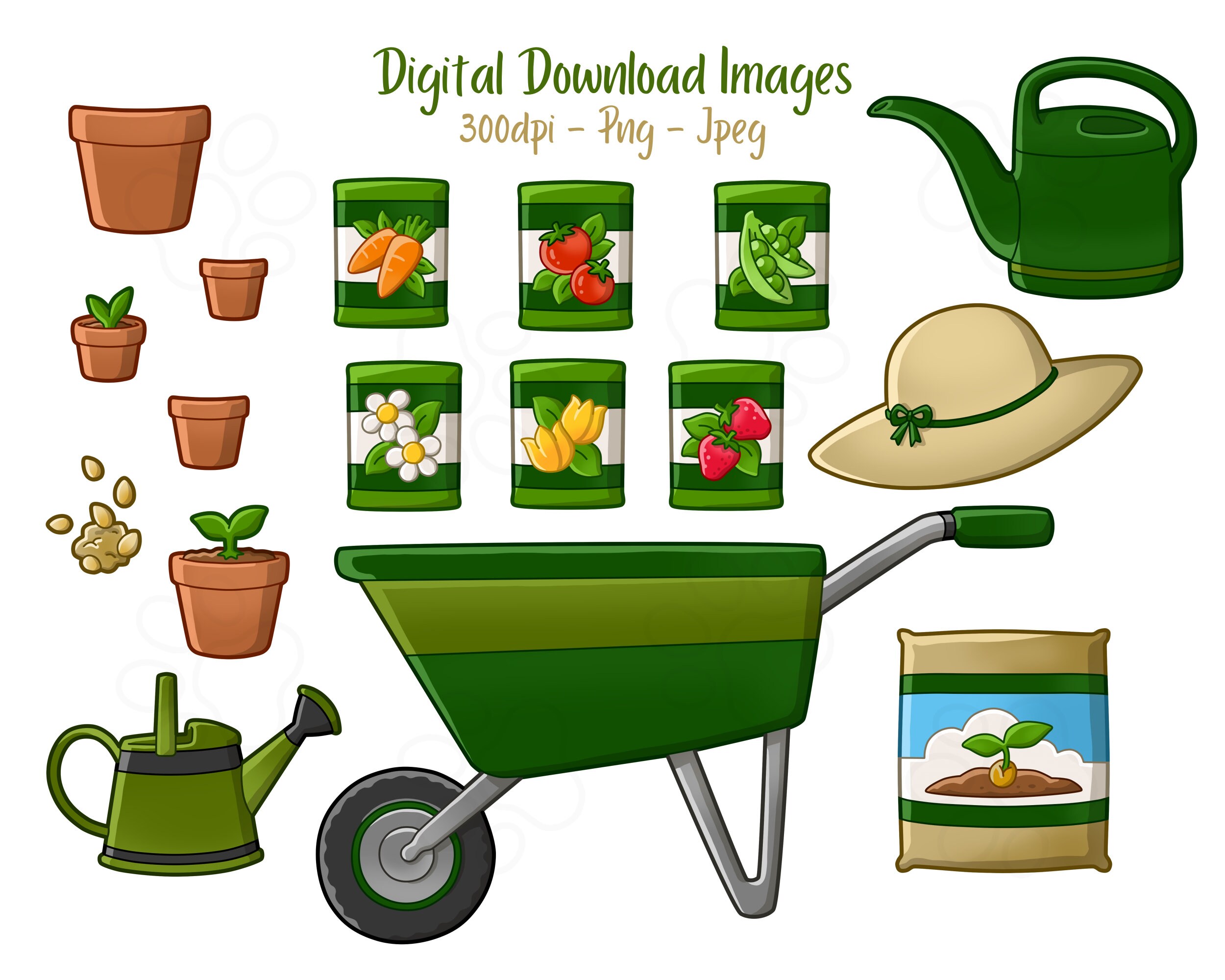 Gardening - Classic - Clip Art Images - Digital Download - Etsy