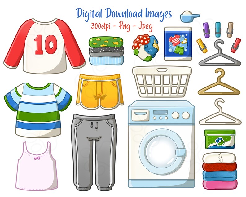 Laundry Day - Simple - Clip Art Images - Digital Download - Etsy