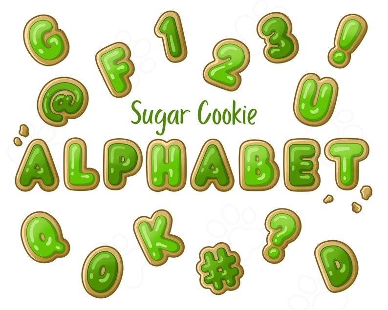 Sugar Cookie Alphabet - Green - Clip Art Images - Digital Download - Etsy