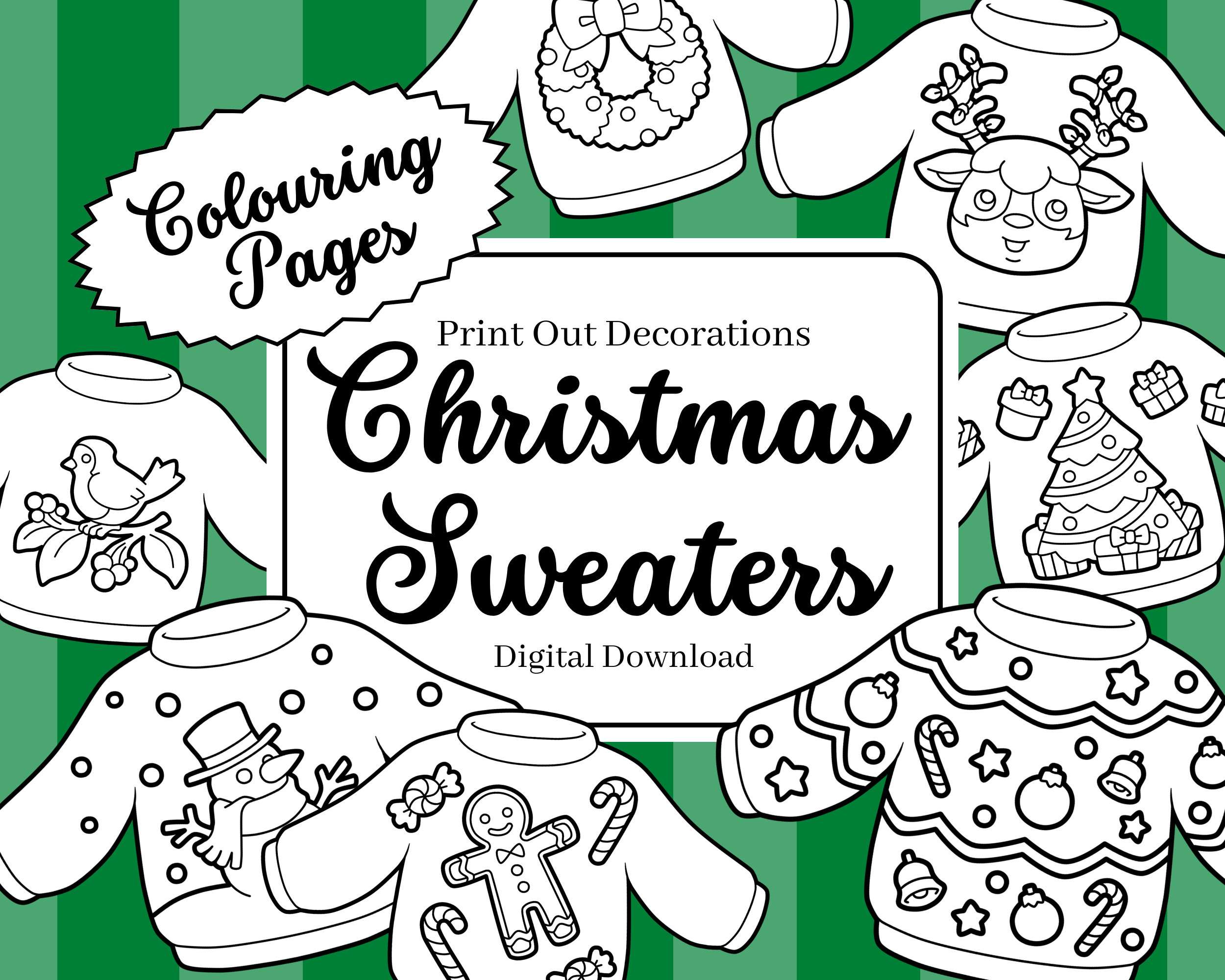 Christmas Sweater - Colouring Pages - Instant Download - Printable ...