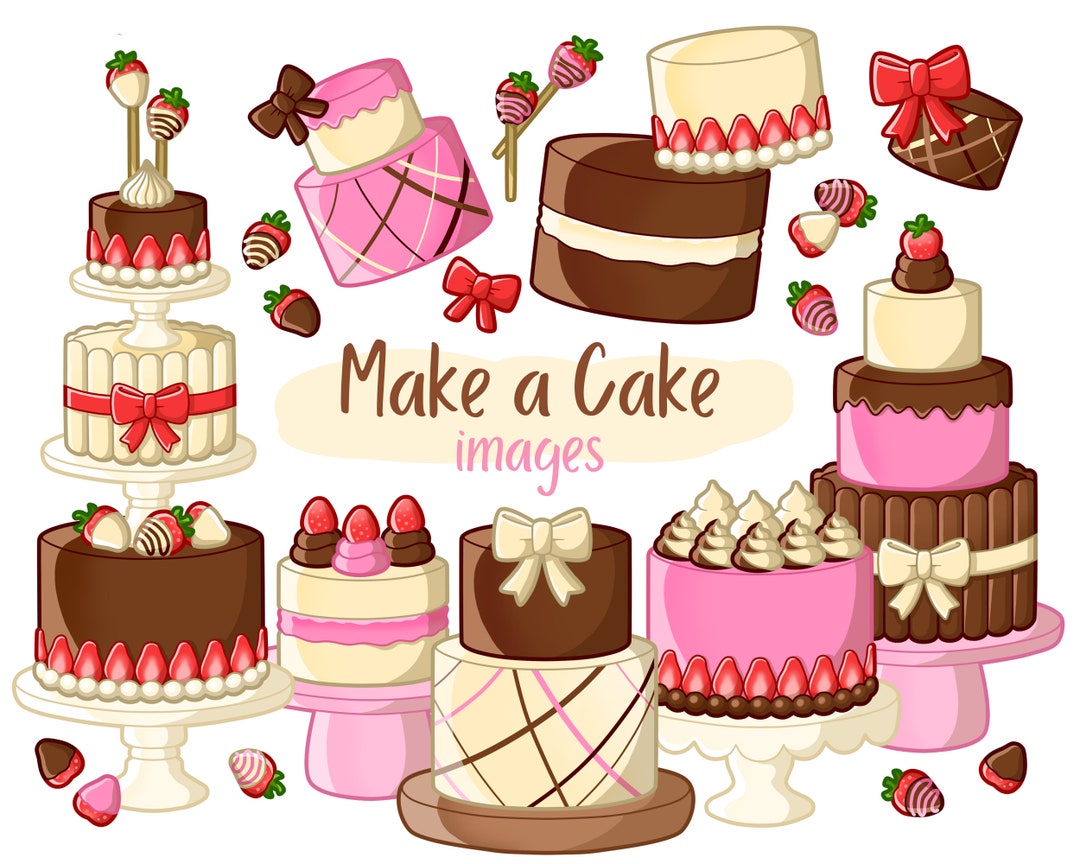 Make a Cake - Simple - Clip Art Images - Digital Download - Etsy