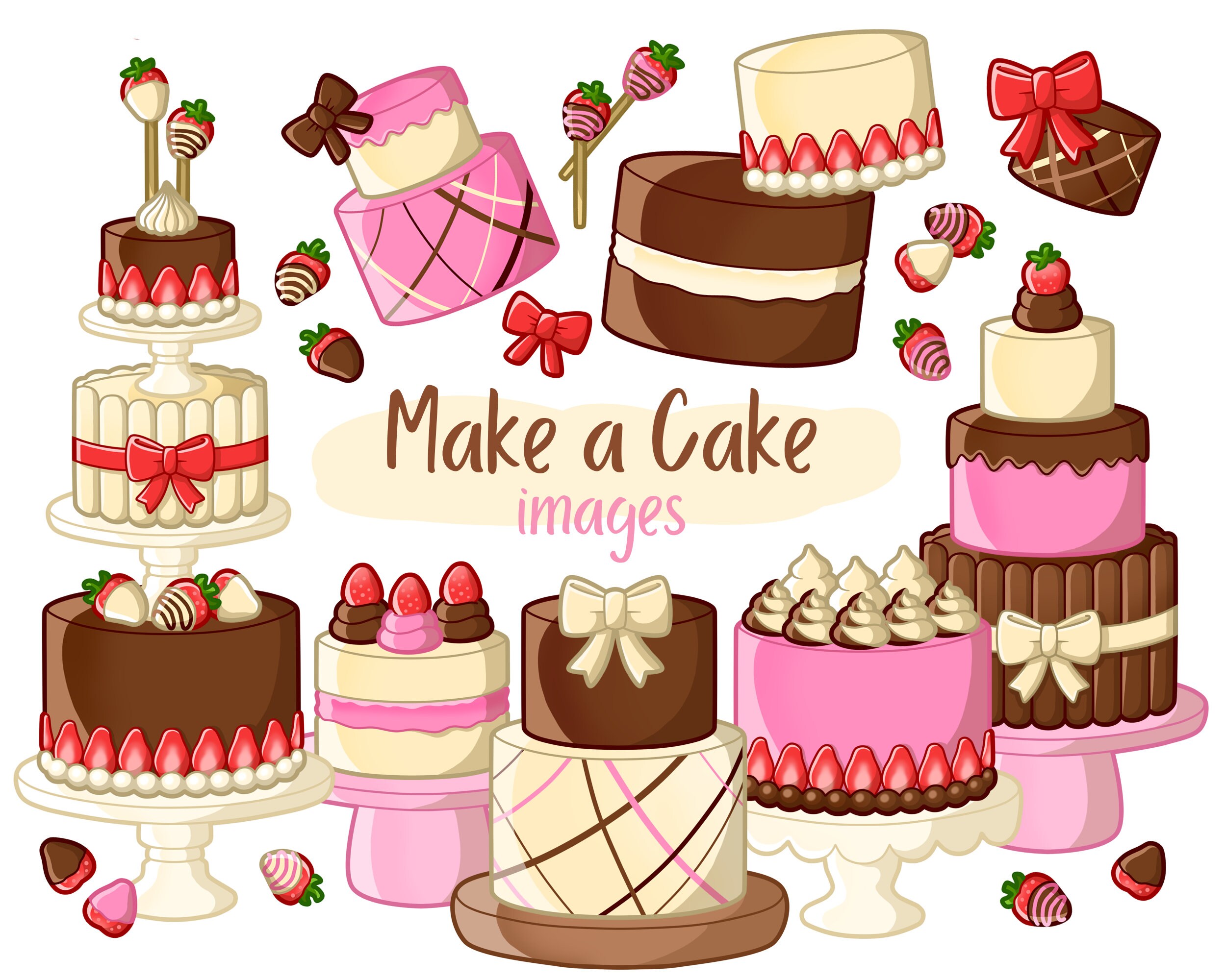 Make a Cake - Simple - Clip Art Images - Digital Download - Etsy