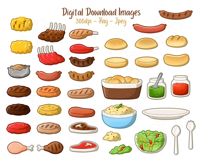 BBQ Picnic - Clipart Images - Digital Download - Etsy