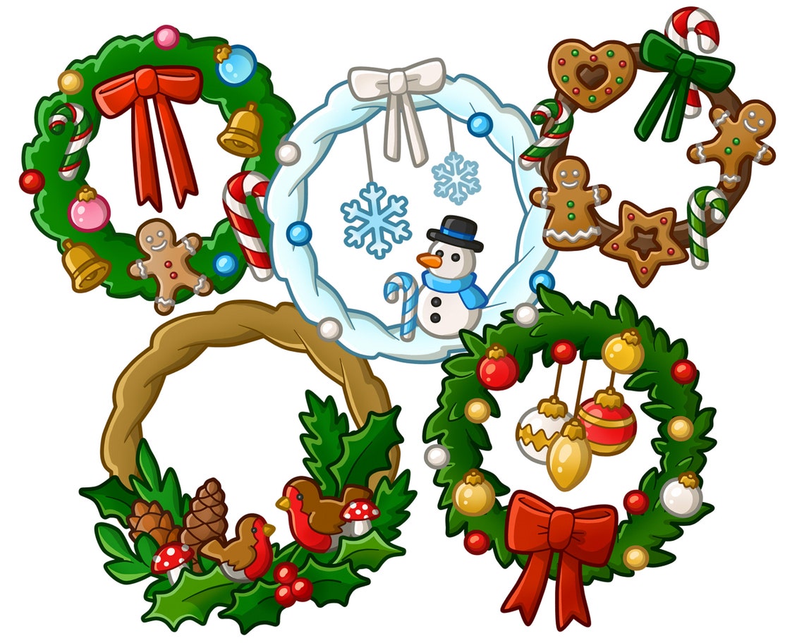 Christmas Wreath - Clip Art Images - Digital Download - Etsy